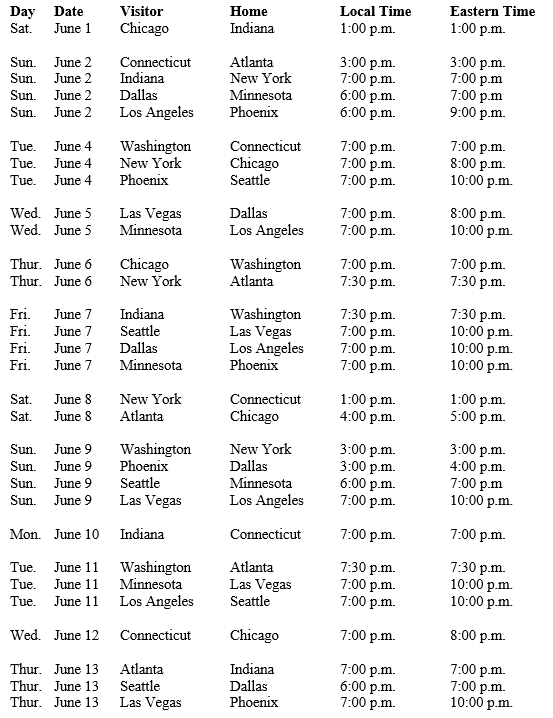 2024 WNBA Schedule Released » Winsidr